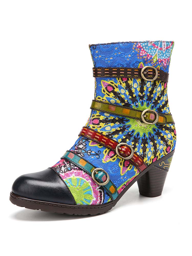 Firework Embroidered Buckle Boots – Colorstepshoes